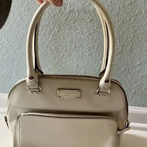 kate spade | Bags | White Leather Kate Spade Satchel Purse Handbag ...